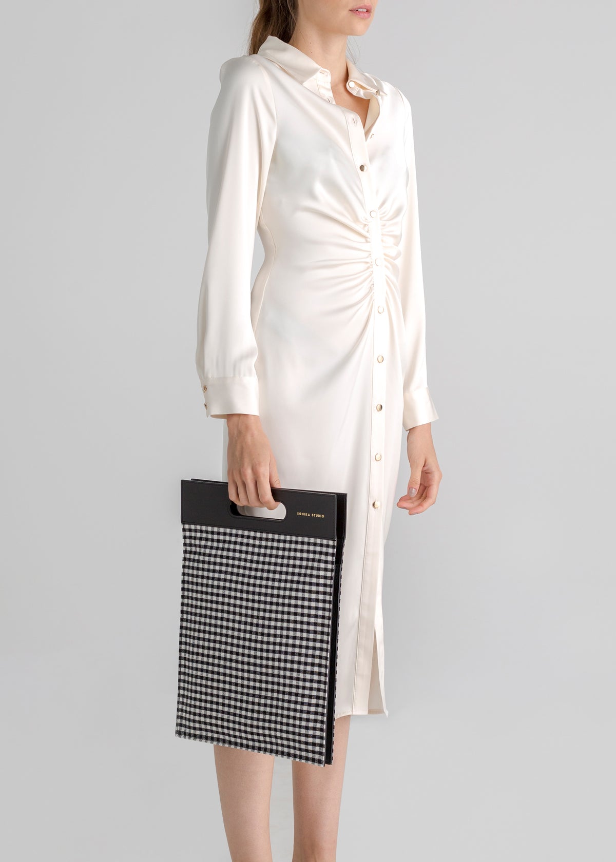 Flat Laptop Tote Bag Sarany - Black & White