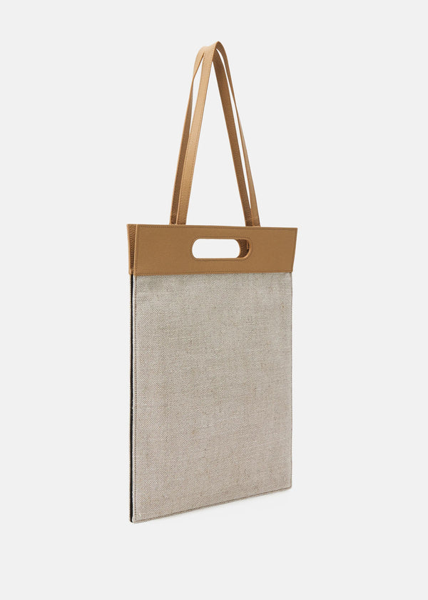 Flat Laptop Tote Bag Sarany - Natural Upcycled Linen